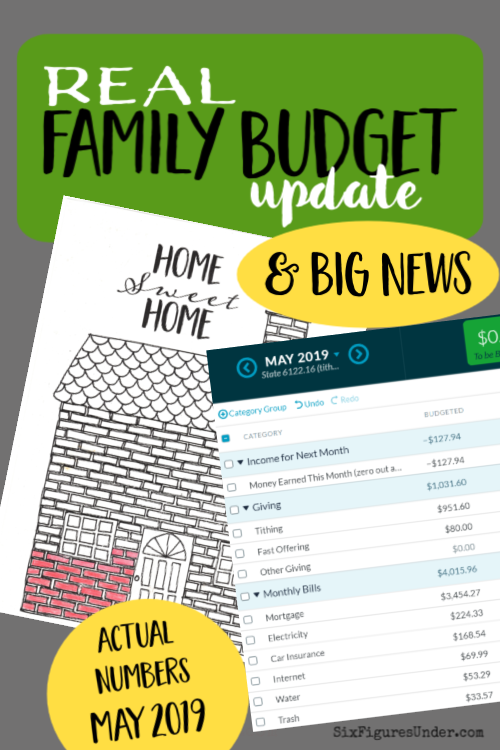 Real Family Budget Update- MAY 2019 (with BIG NEWS!) - Six Figures Under